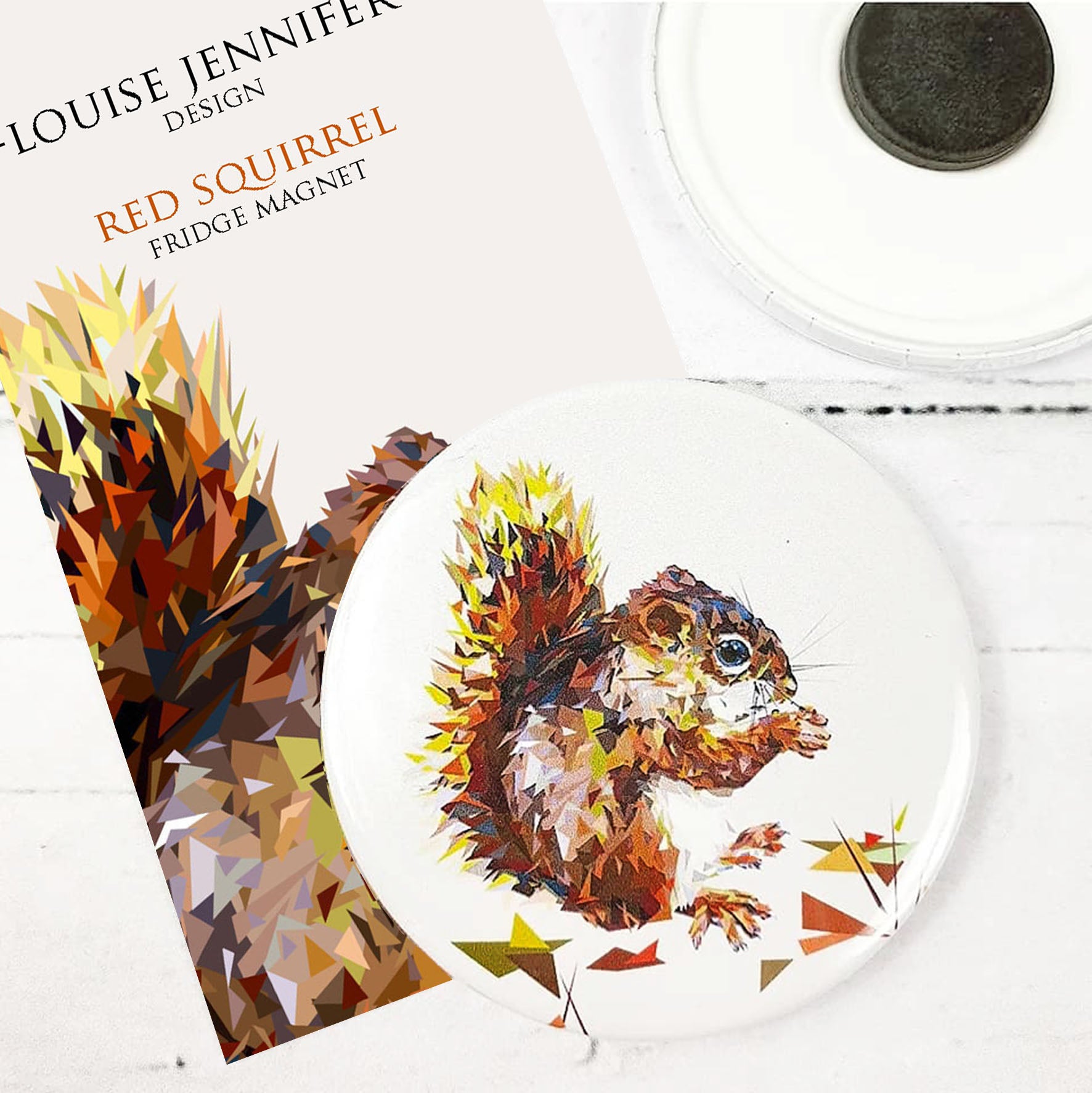 RED SQUIRREL magnet – Louise Jennifer Design