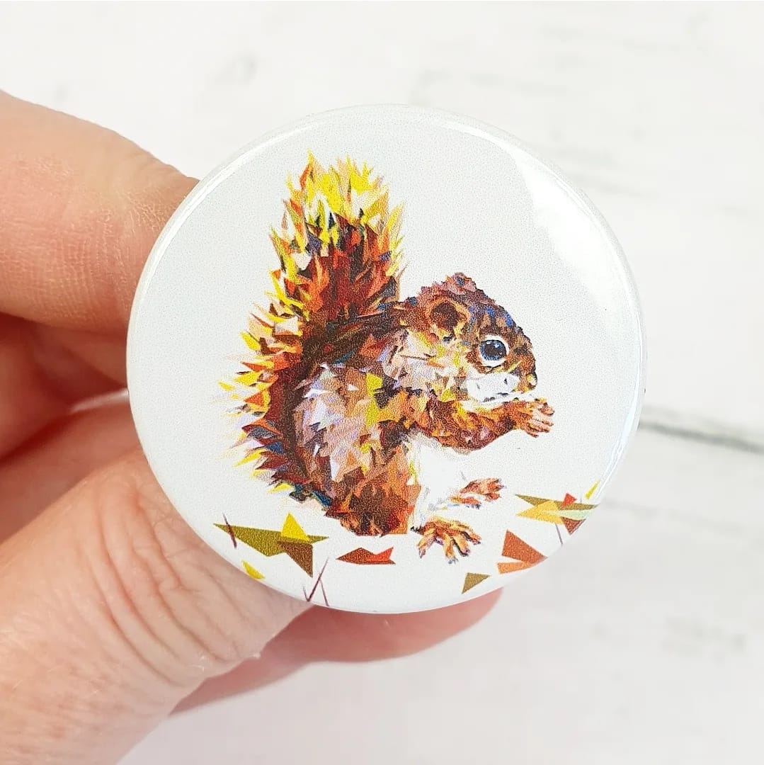 RED SQUIRREL pin badge – Louise Jennifer Design