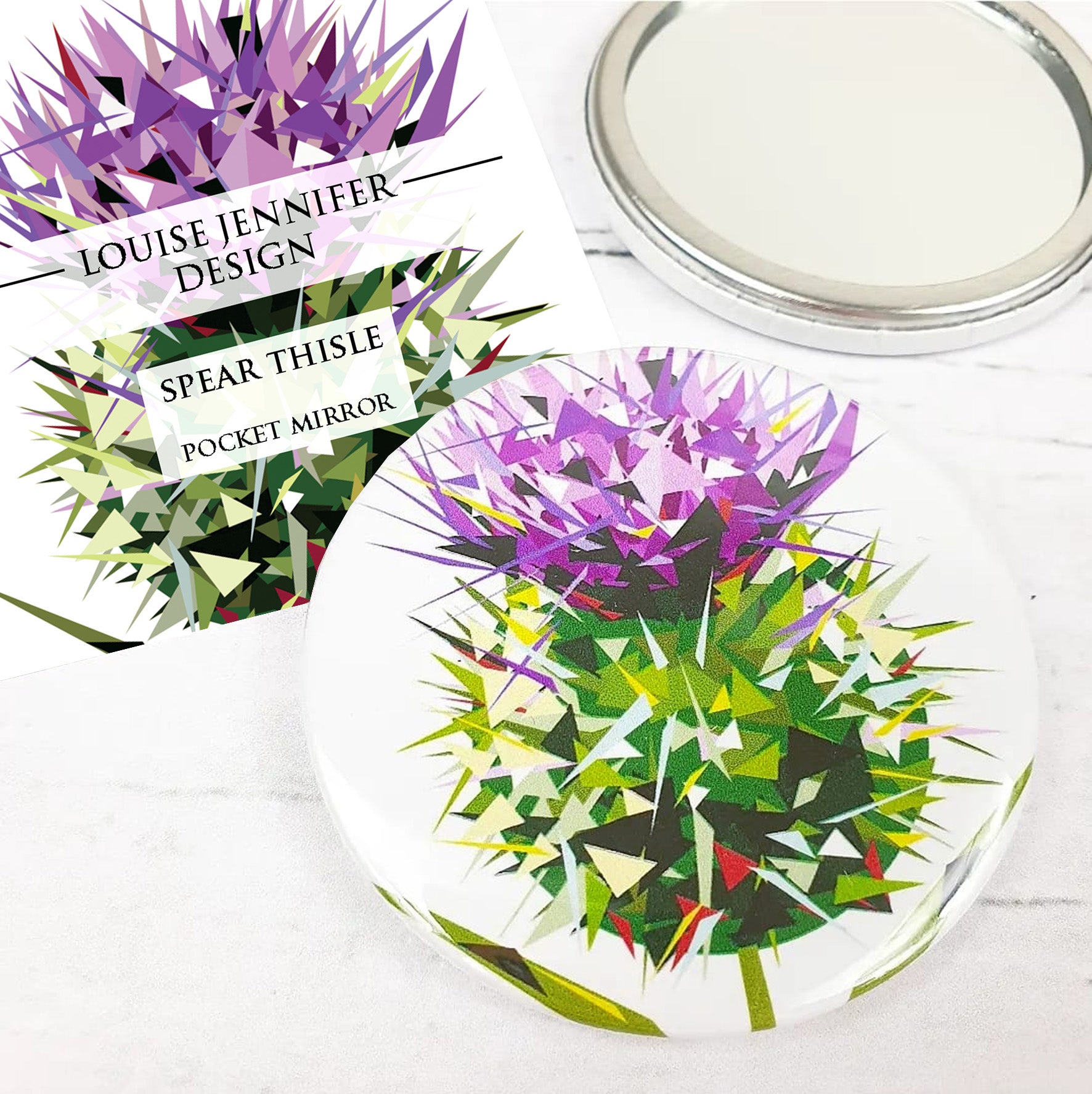 SPEAR THISTLE pocket mirror – Louise Jennifer Design