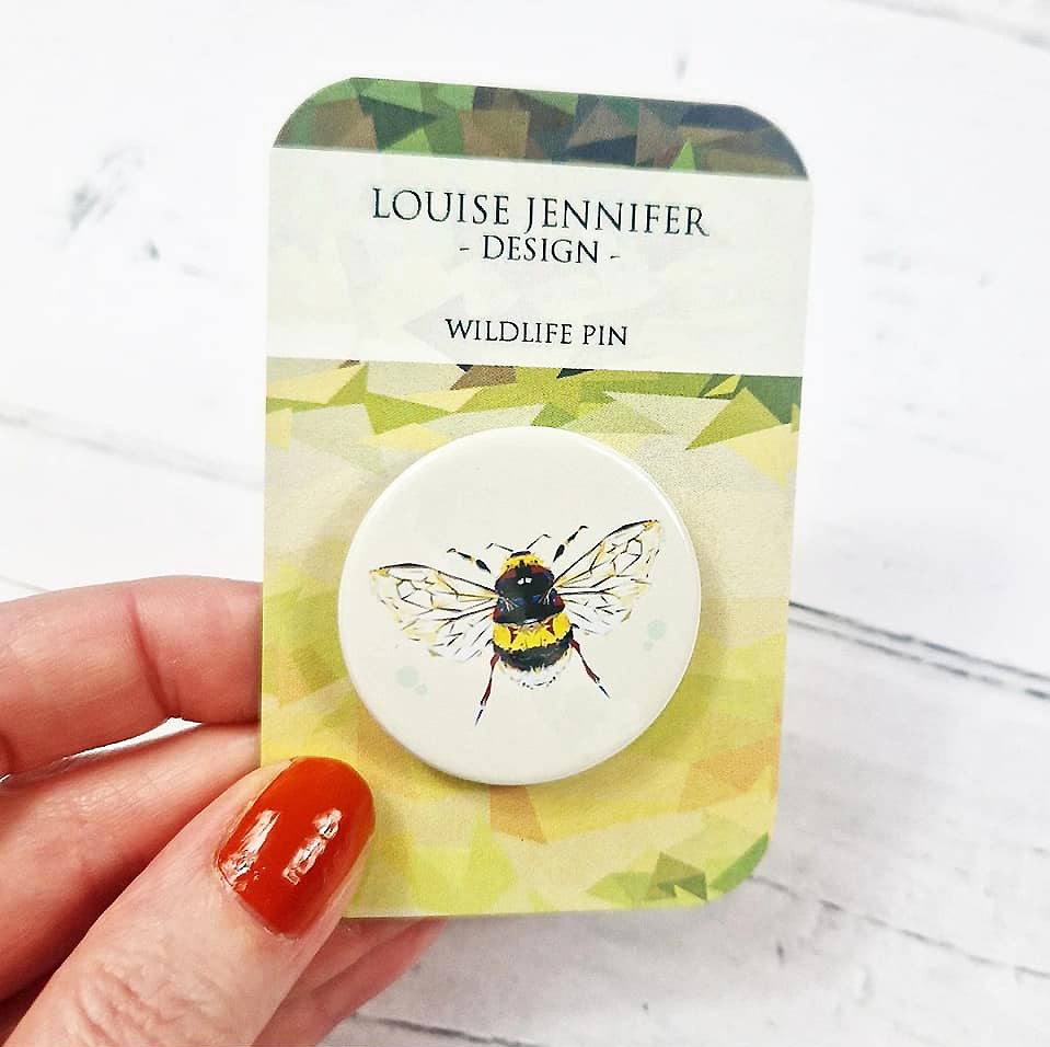 BUFF-TAILED BUMBLEBEE pin badge – Louise Jennifer Design