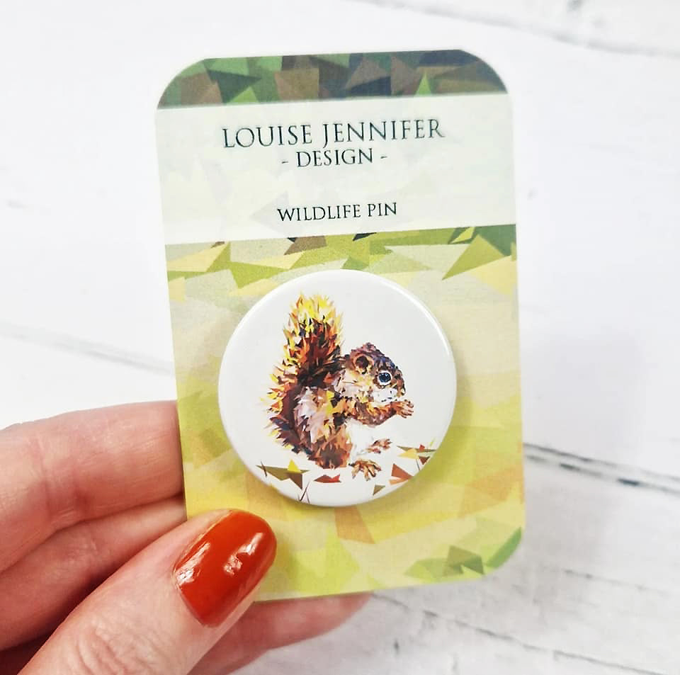 RED SQUIRREL pin badge – Louise Jennifer Design