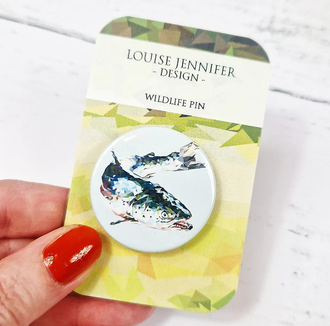 ATLANTIC SALMON pin badge – Louise Jennifer Design