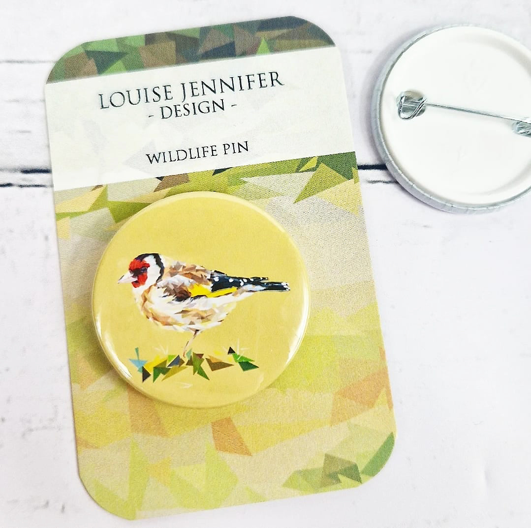GOLDFINCH pin badge – Louise Jennifer Design