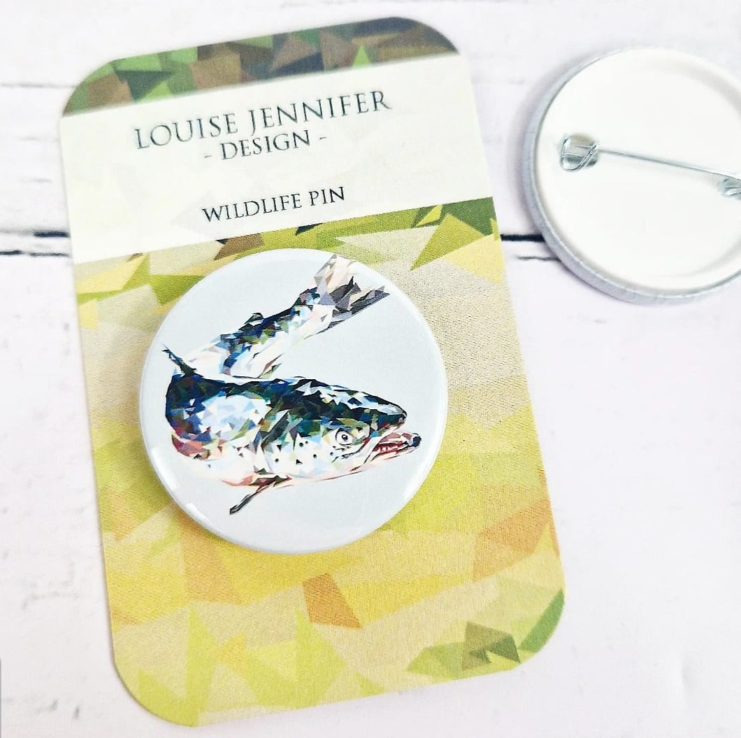 ATLANTIC SALMON pin badge – Louise Jennifer Design