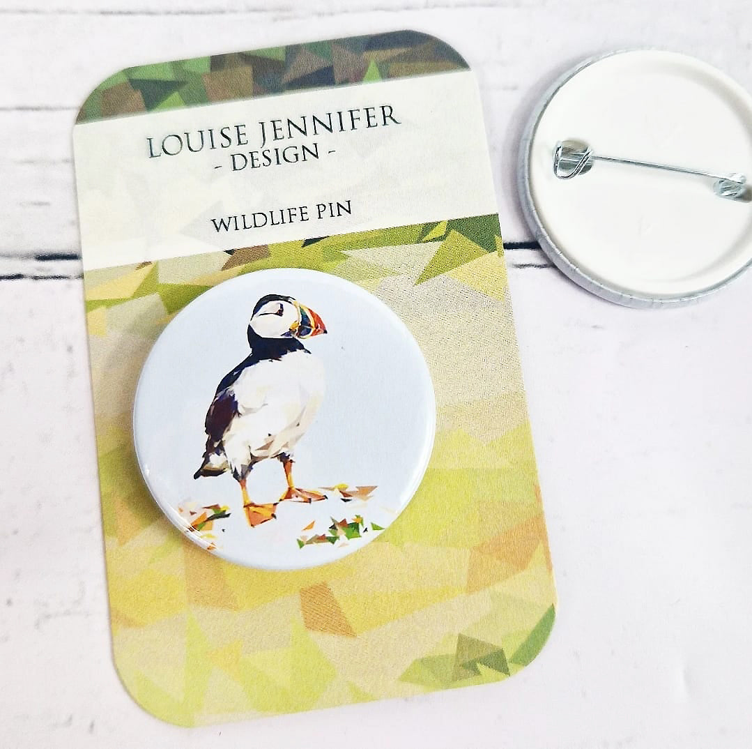 ATLANTIC PUFFIN pin badge – Louise Jennifer Design