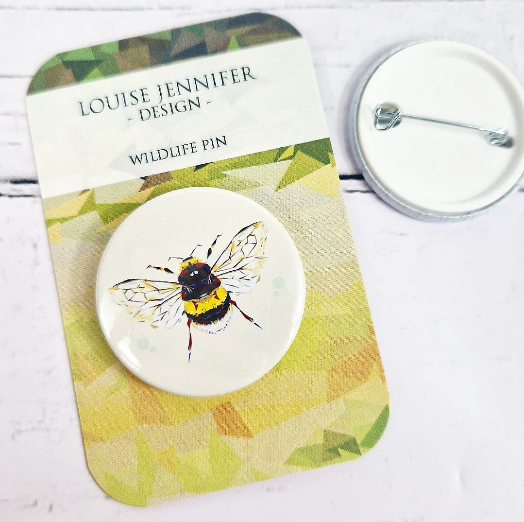BUFF-TAILED BUMBLEBEE pin badge – Louise Jennifer Design