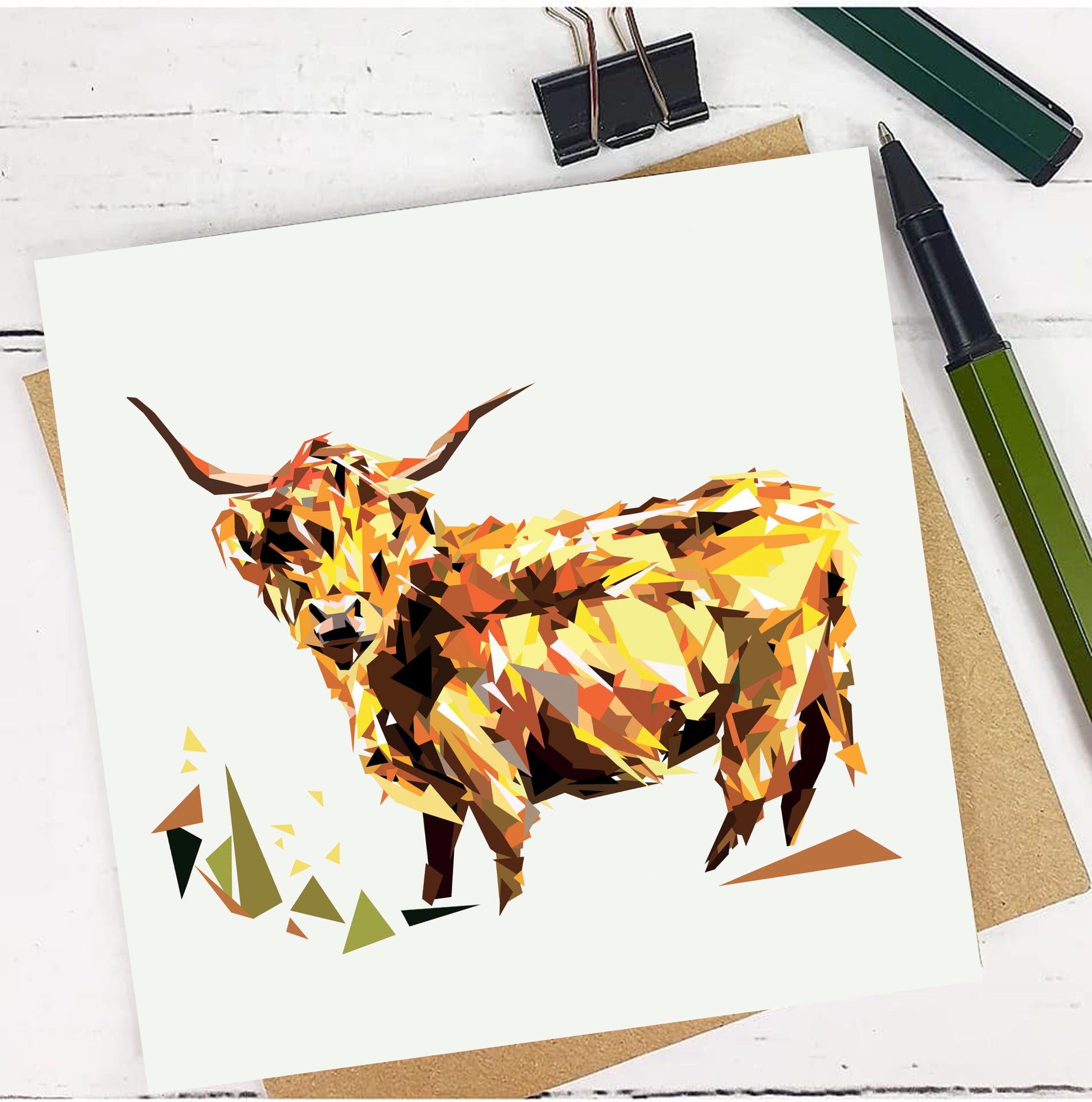 HIGHLAND COW greeting card – Louise Jennifer Design
